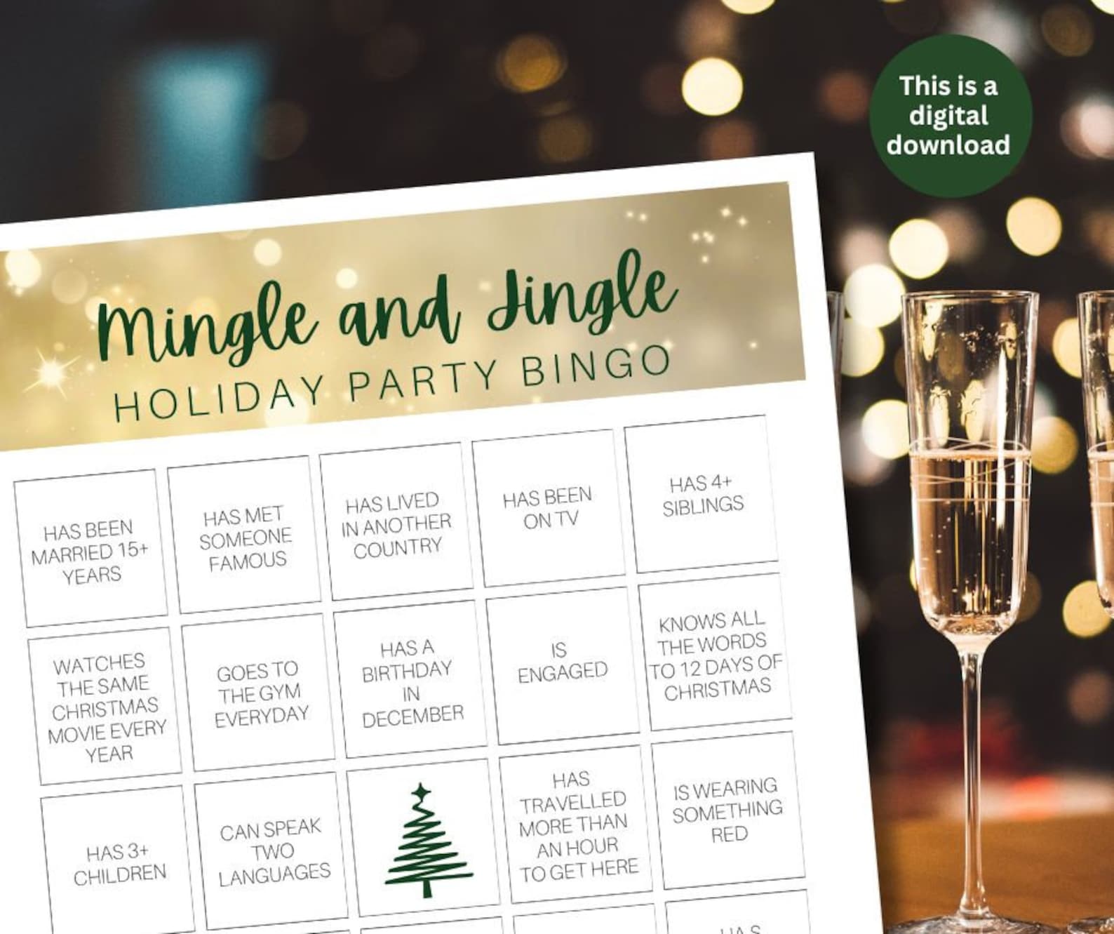 Mingle and Jingle BINGO Game, a Perfect Christmas Party Game, Holiday ...