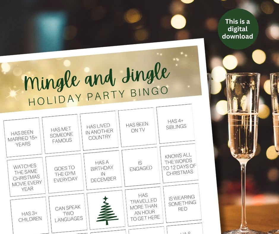 Mingle and Jingle BINGO Game, a Perfect Christmas Party Game, Holiday ...