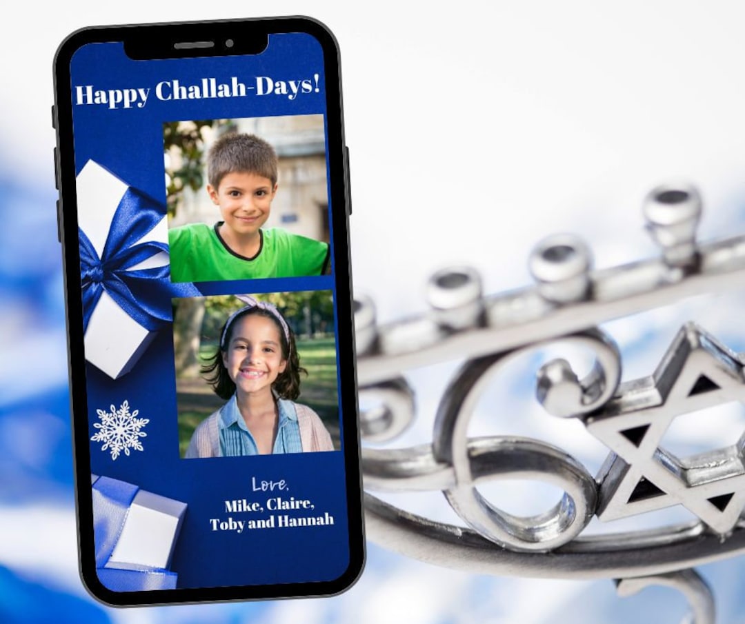 Hanukkah Ecard Template, Digital Holiday Card, Text Message, Electronic ...