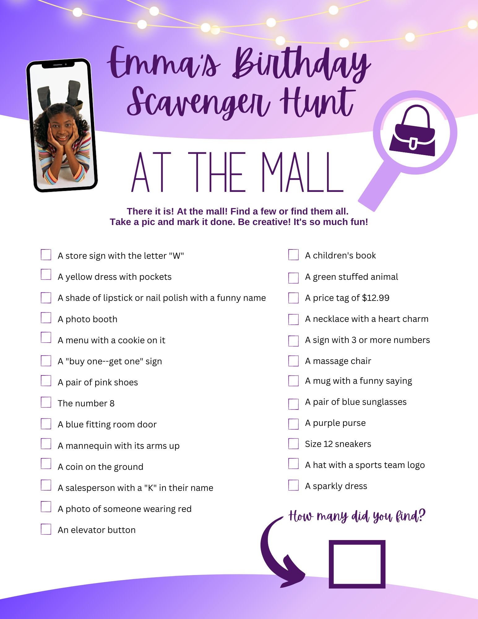 Shopping Mall Scavenger Hunt Birthday Bundle Party Game and - Etsy