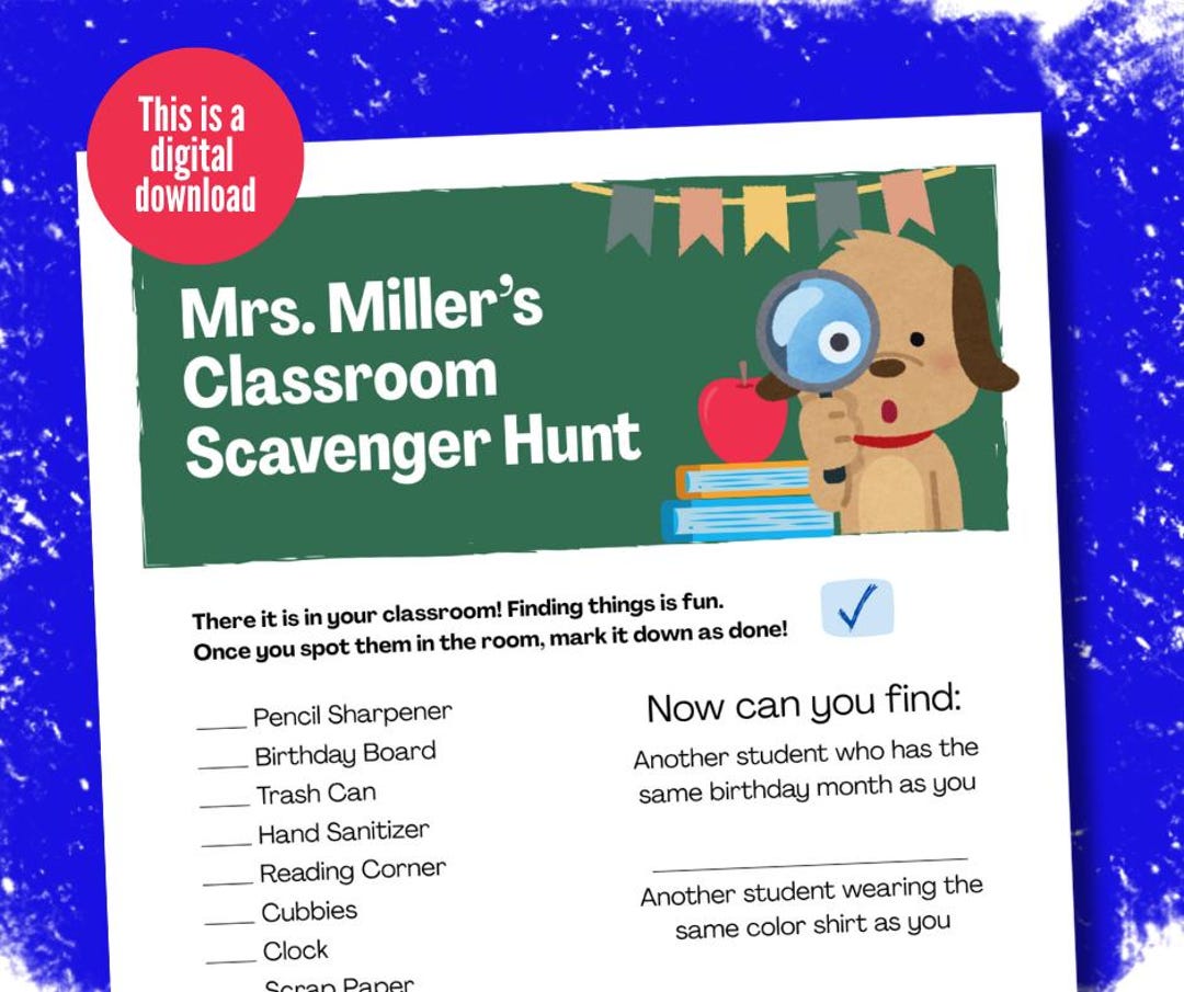 Editable Classroom Scavenger Hunt Template, Back-to-school Classroom ...