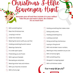 Christmas Scavenger Hunt, Color the Elf and Take S-elfies, Christmas ...