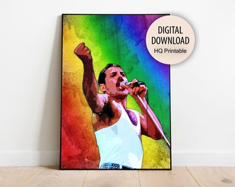FREDDIE MERCURY- Queen Digital Download Print Poster - Etsy