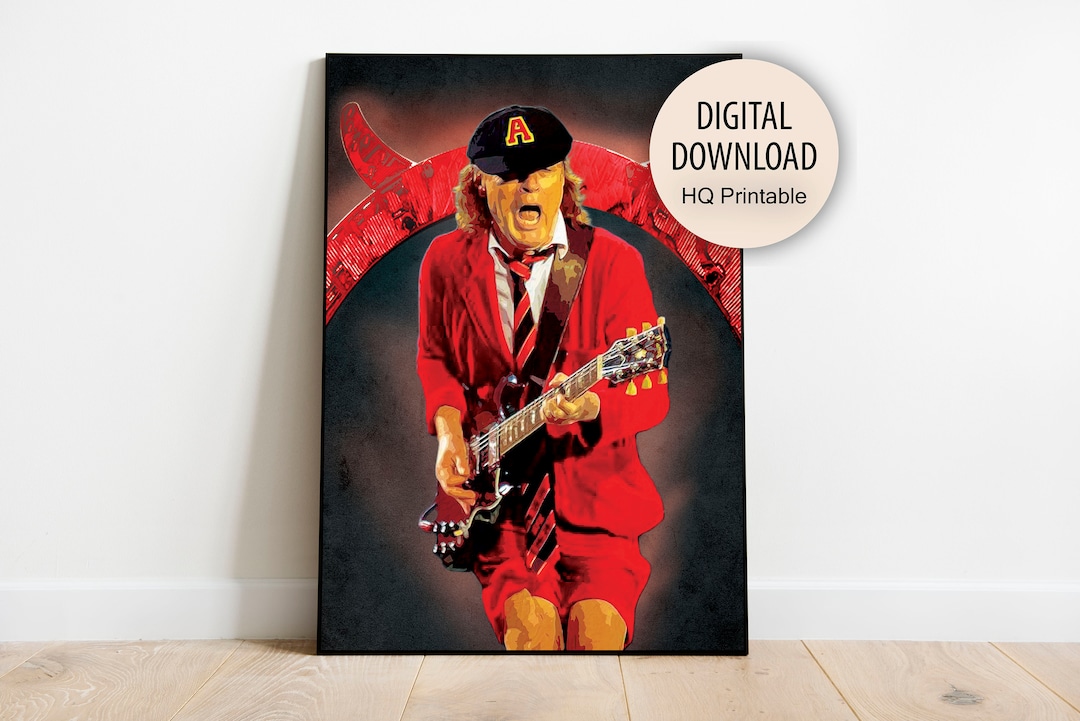 Angus Young Digital Wall Art Print, Printable Angus Young Wall Art ...