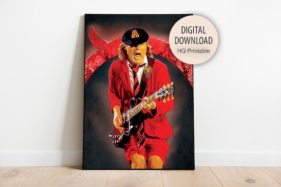Angus Young Digital Wall Art Print Printable Angus Young Wall - Etsy