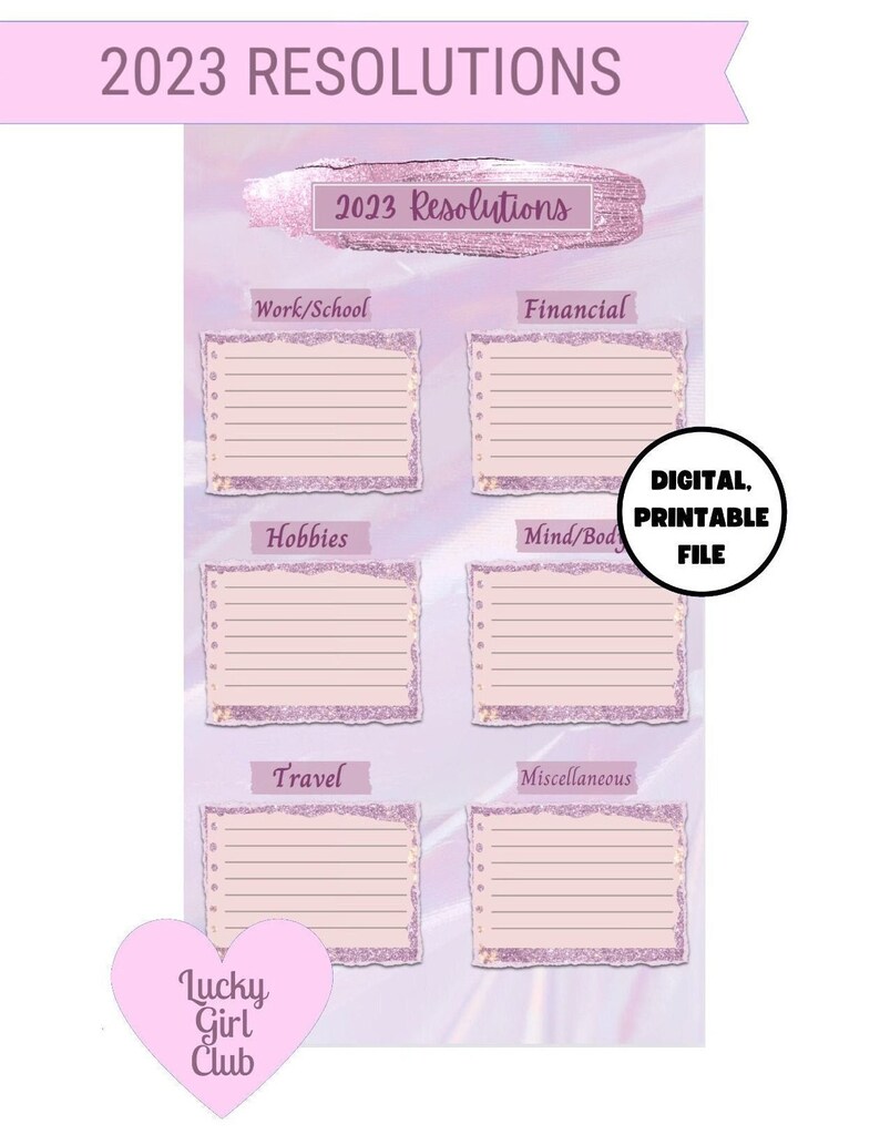 Printable Resolutions Planner | New Year's Resolutions | Yearly Planner ...