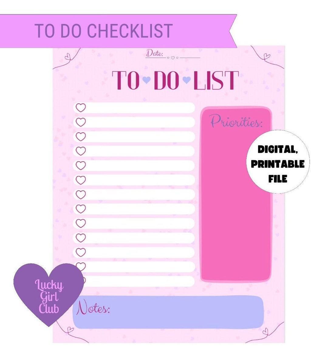 To Do List | Checklist | Daily Planner | Chores | Template | Printable ...