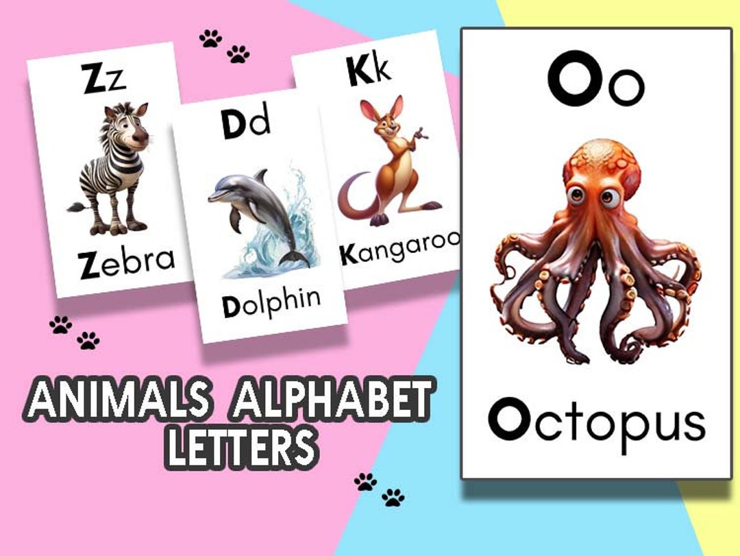 Unleash the Alphabet Adventure With Animals Alphabet Flashcards ...
