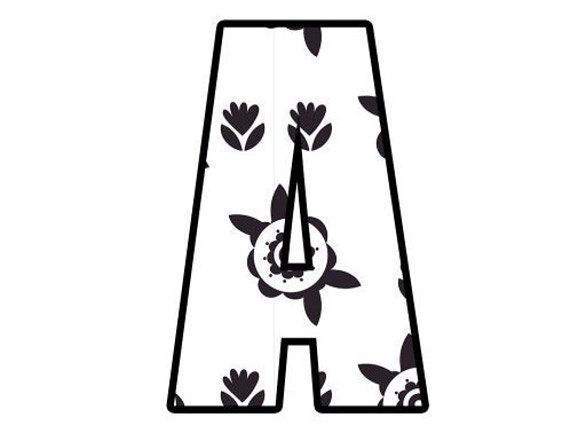 Alphabet Black and White Flower Letters | Etsy