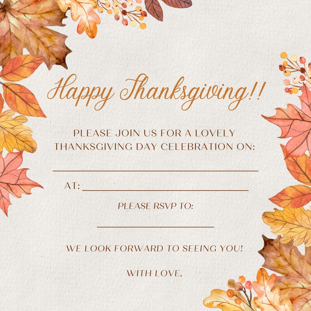 Happy Thanksgiving Day Celebration Invitation - Etsy