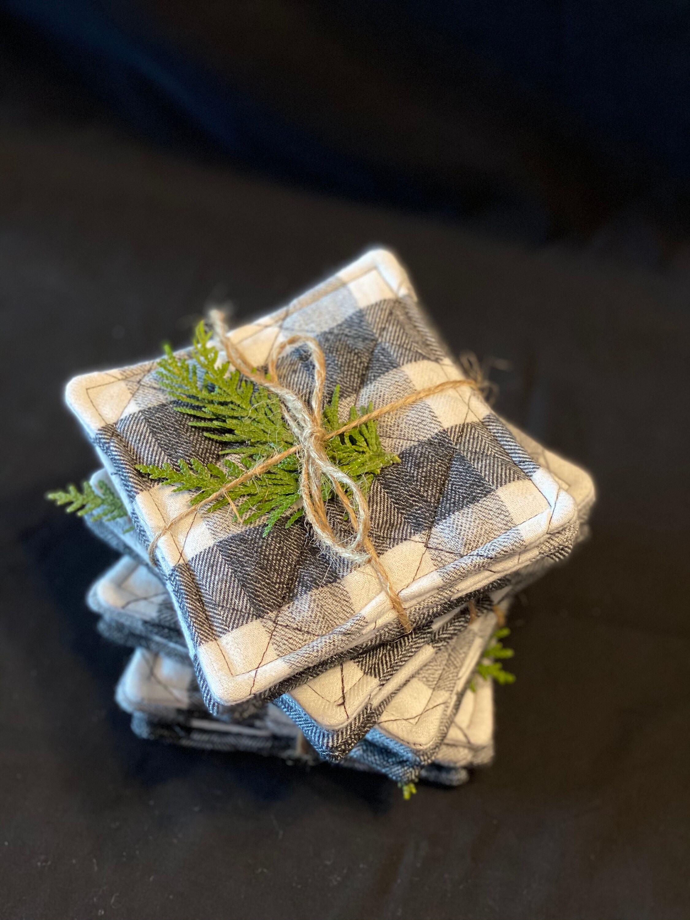 Quilted Buffalo Plaid Coasters Set of 4 | Etsy