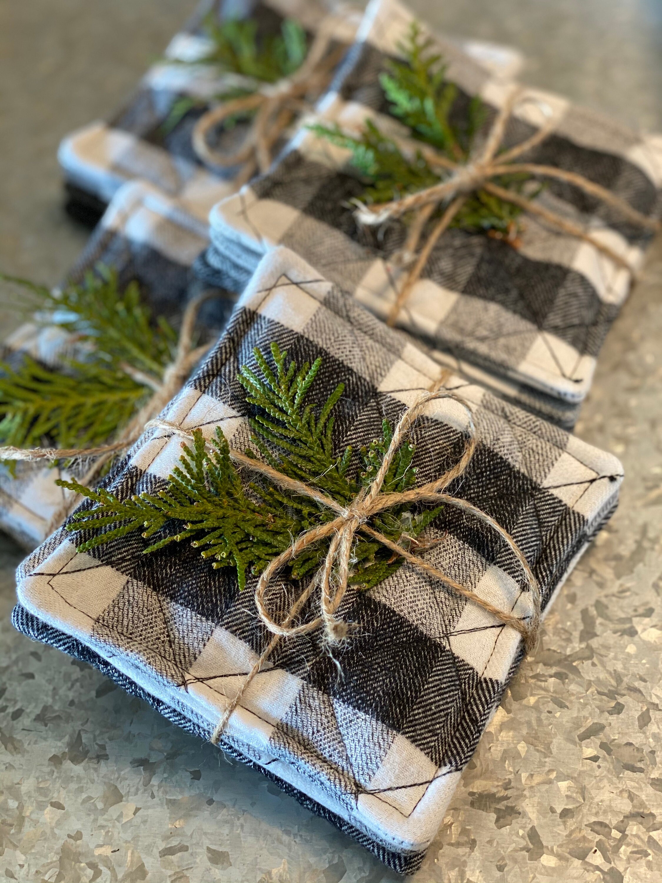 Quilted Buffalo Plaid Coasters Set of 4 | Etsy