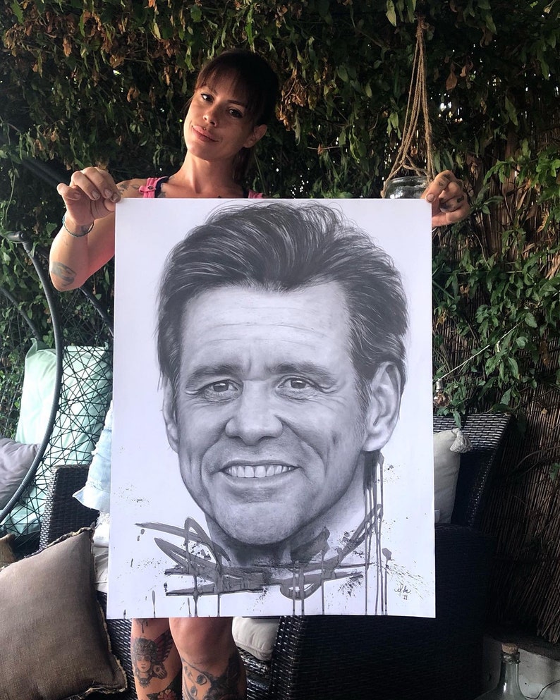 Jimmy-65x50cm Portrait Jim Carrey - Etsy