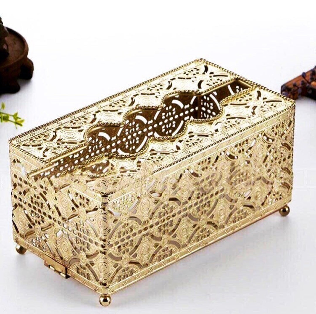 Gold Tissue Box Cover Decorative Tissue Box Holder Polished - Etsy