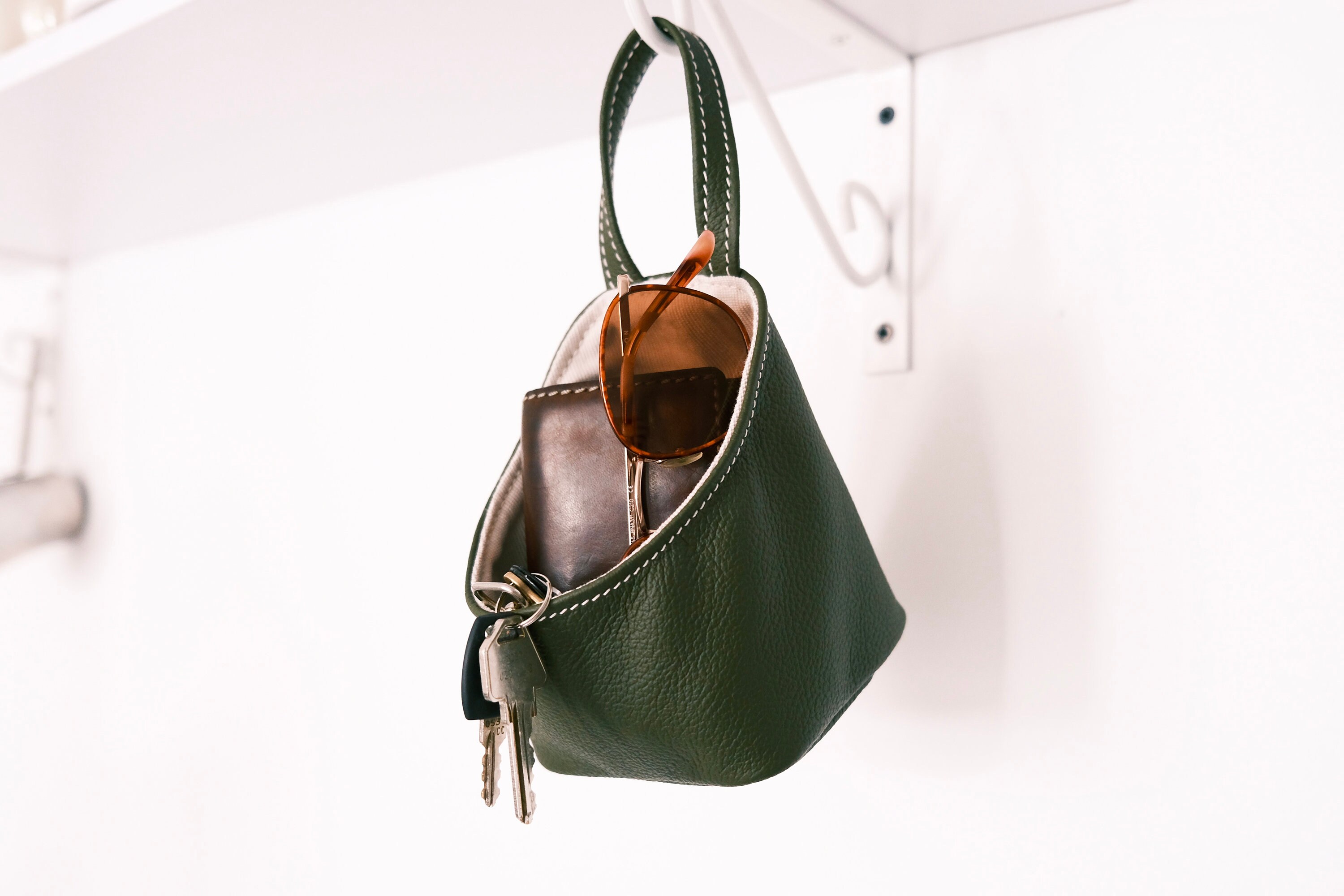 Handmade Leather Hanging Basket Size Small Home Organisation, Baby ...