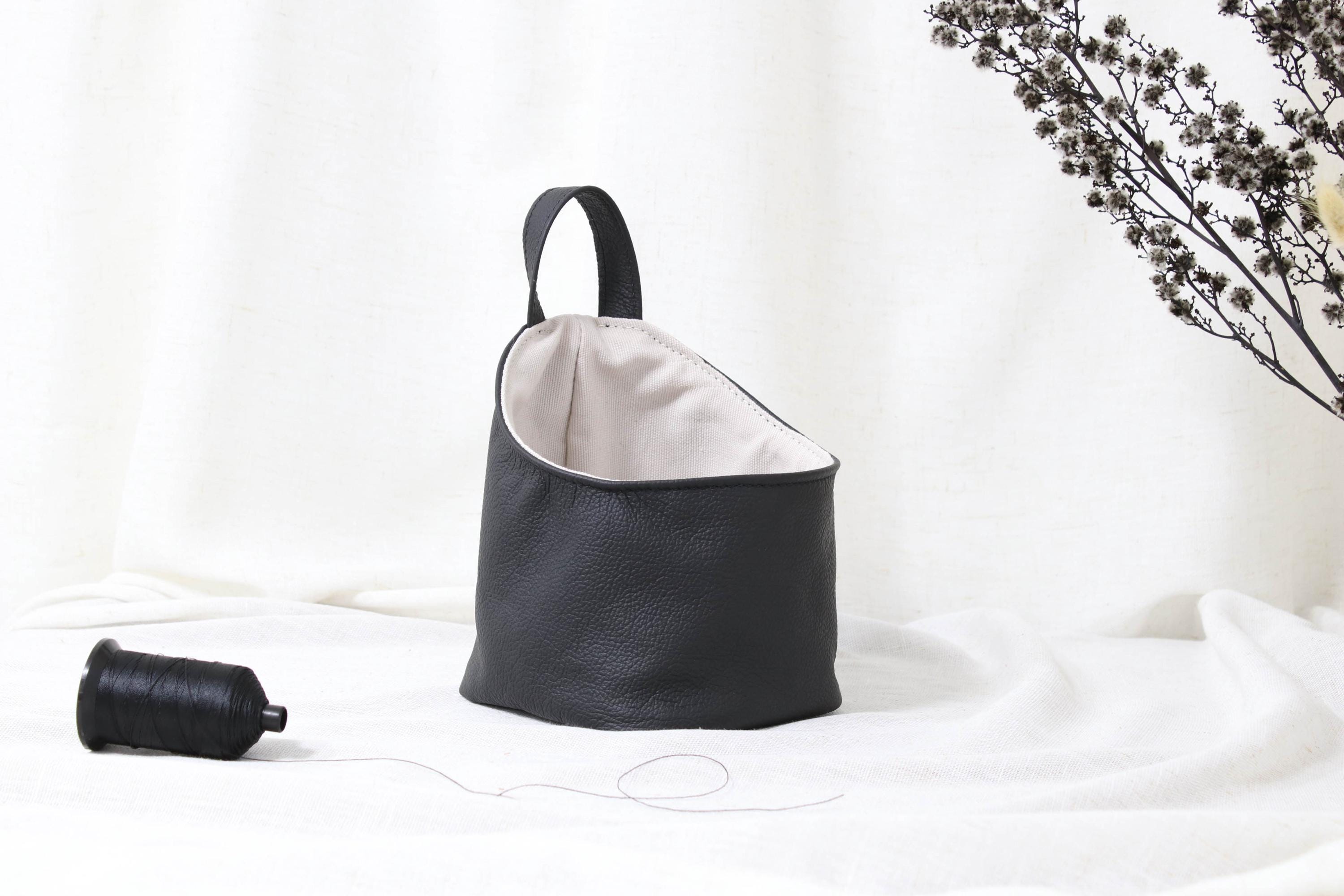 Handmade Leather Hanging Basket Size Small Home Organisation, Baby ...