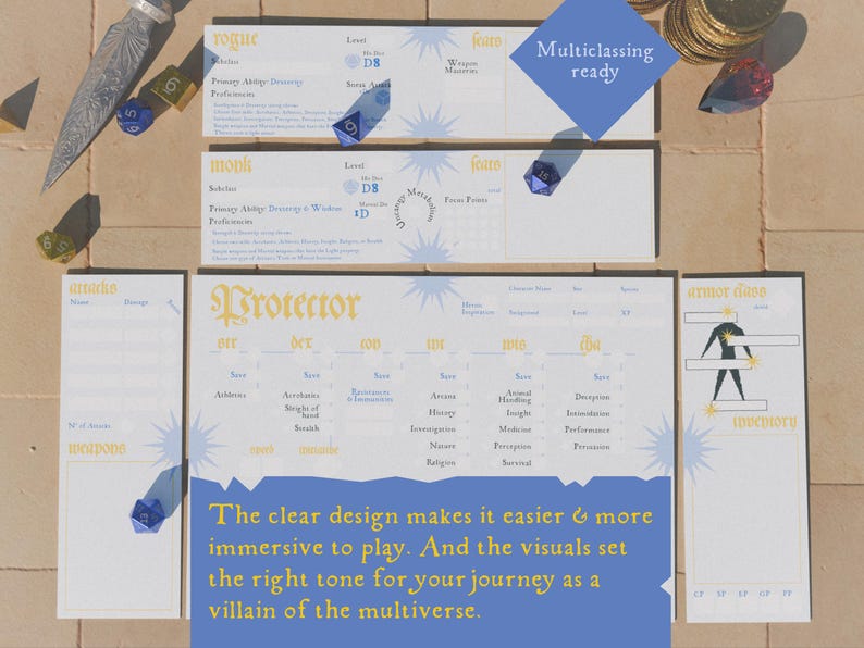 Dnd Character Sheet Bundle "protector" - Modular, Innovative, Beginner ...