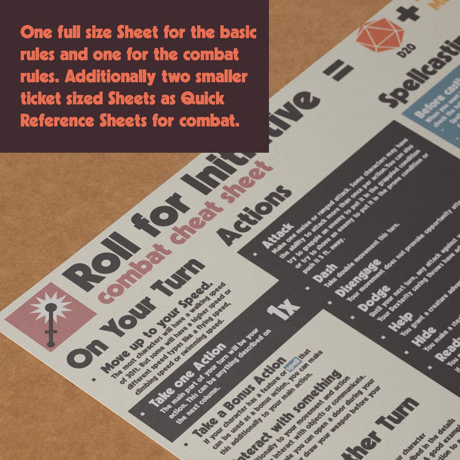 Dnd Player Cheat Sheet Pack 5e - Retro Design - Quick Reference Sheets ...