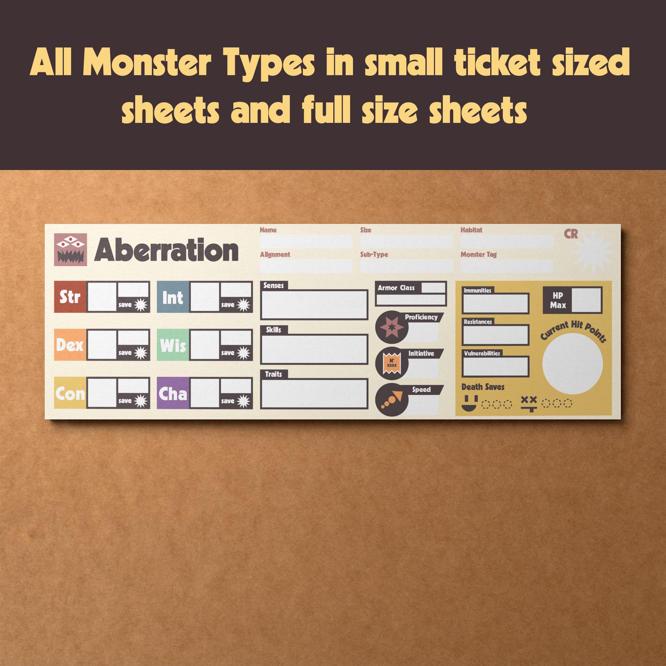 Dnd Monster NPC Sheet Pack 5e - Printable Digital Download - Enemy and ...
