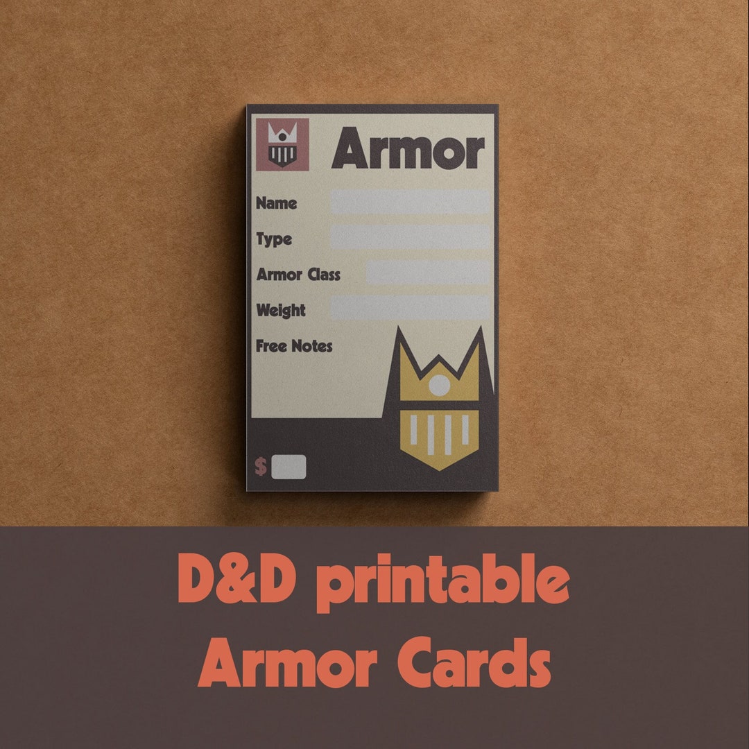 Dnd Retro Armor Cards. Compatible With the 5th Edition of Dungeons ...