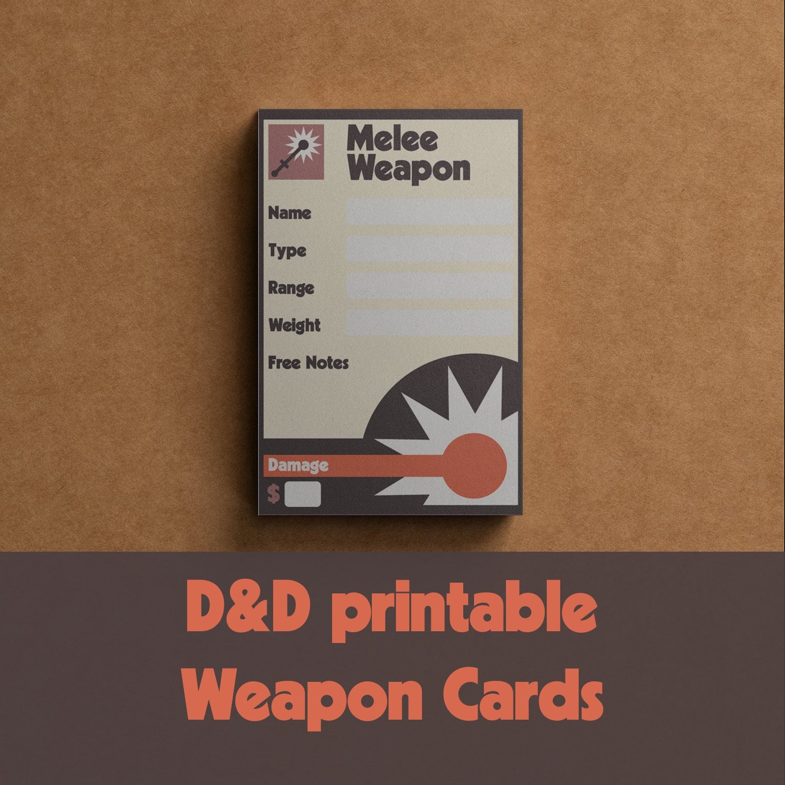 Dnd Retro Weapon Cards. Compatible With the 5th Edition of Dungeons ...