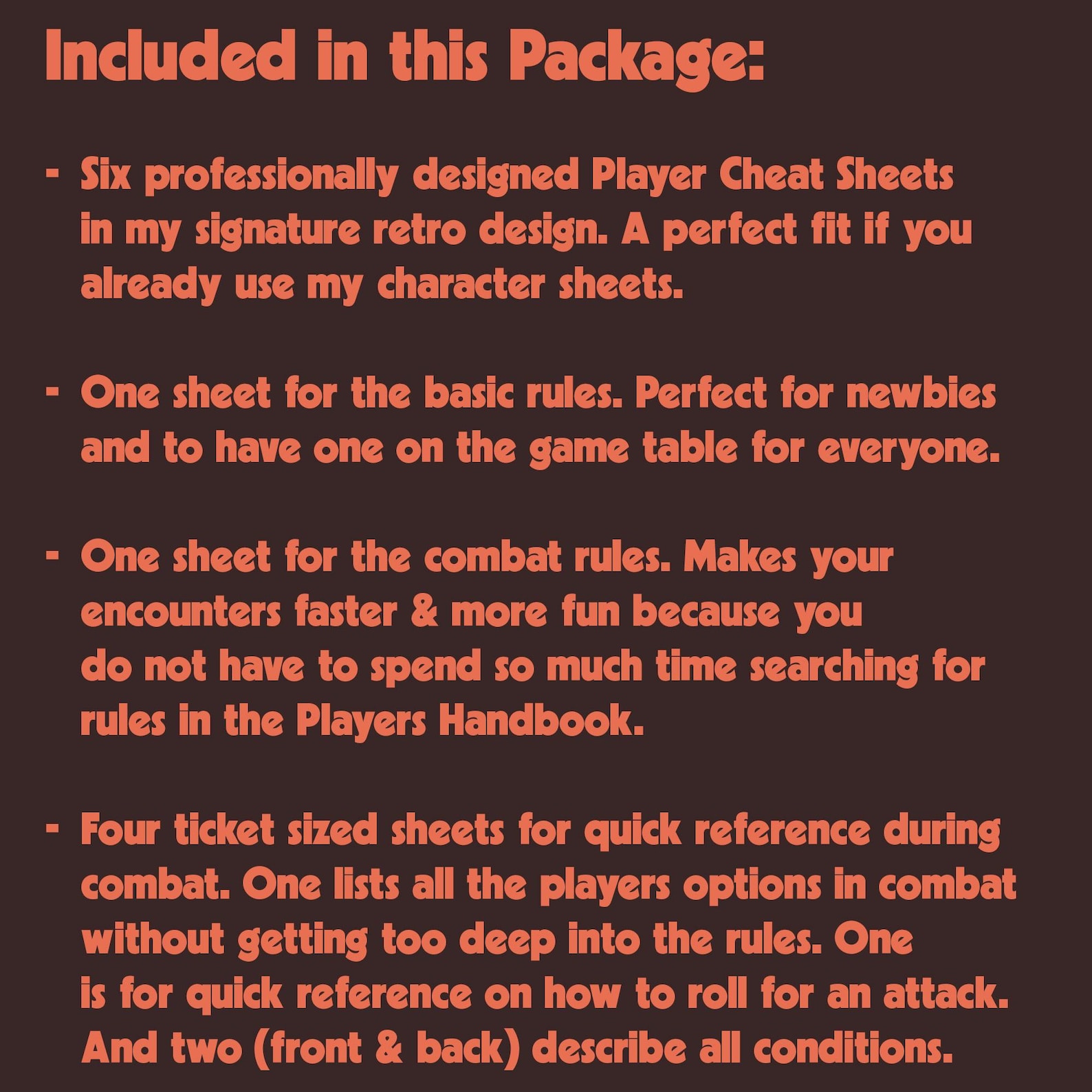 Dnd Player Cheat Sheet Pack 5e - Retro Design - Quick Reference Sheets ...