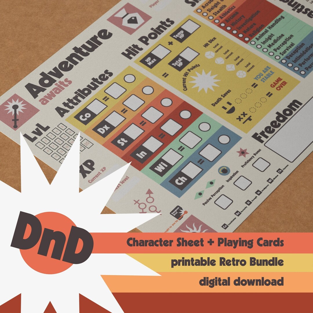 Dnd Character Sheet Optimized Retro Design. Compatible With the 2024 ...
