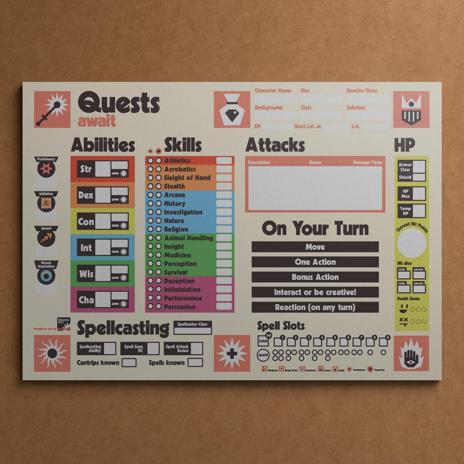 Dnd Kids and Beginner Character Sheet Bundle - Quests Await - Optimized ...