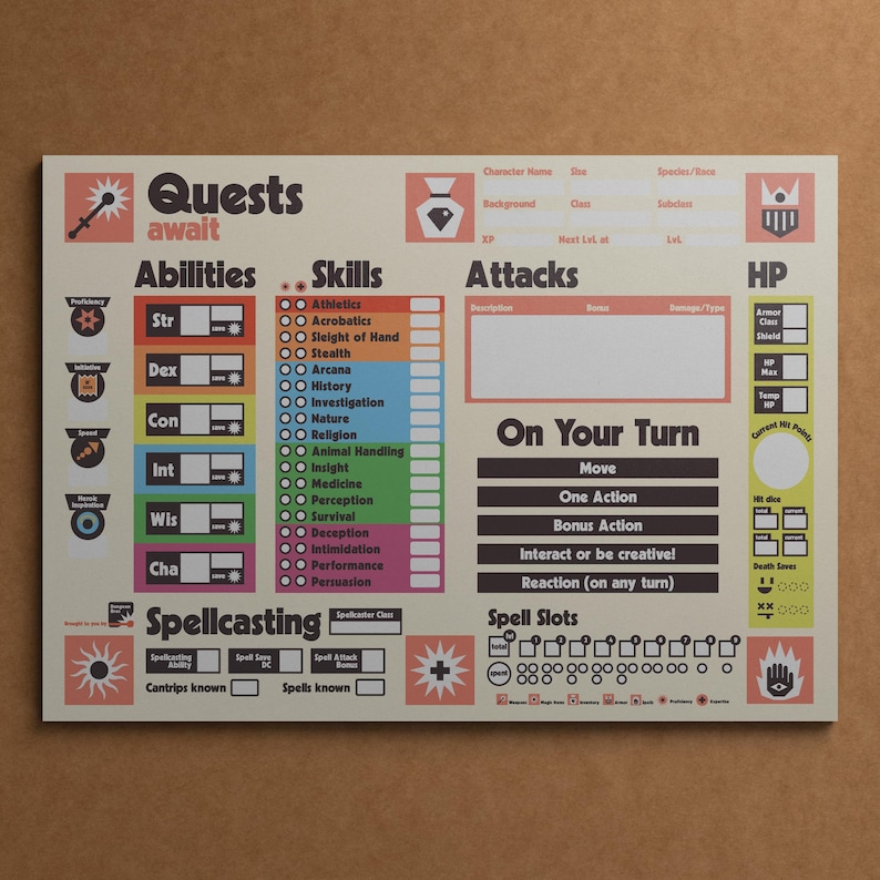 Dnd Kids and Beginner Character Sheet Bundle - Quests Await - Optimized ...