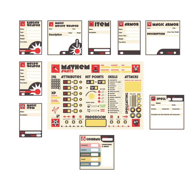 Dnd Evil Character Sheet Optimized Retro Design. Compatible With the ...