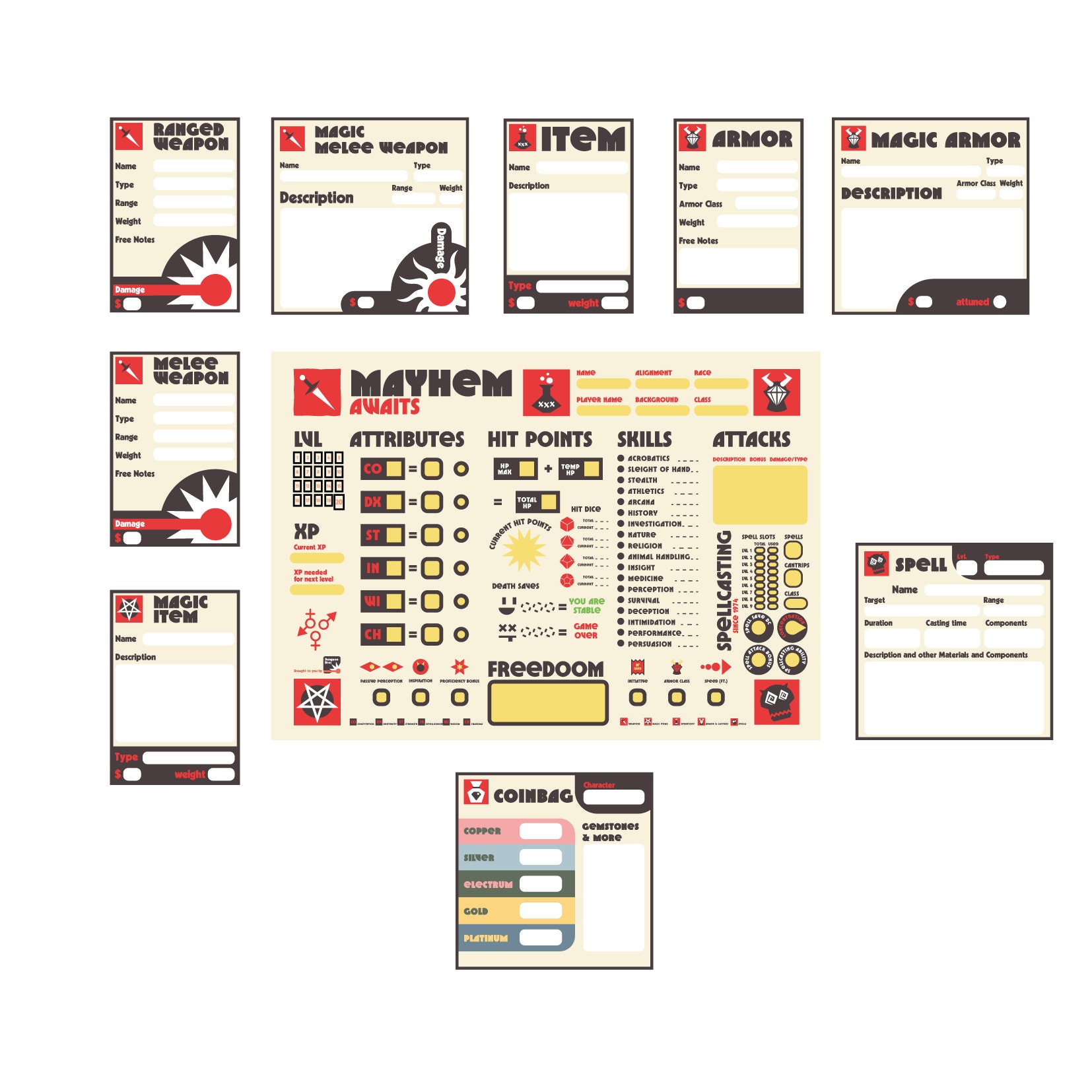 Dnd Evil Character Sheet Optimized Retro Design. Compatible With the ...