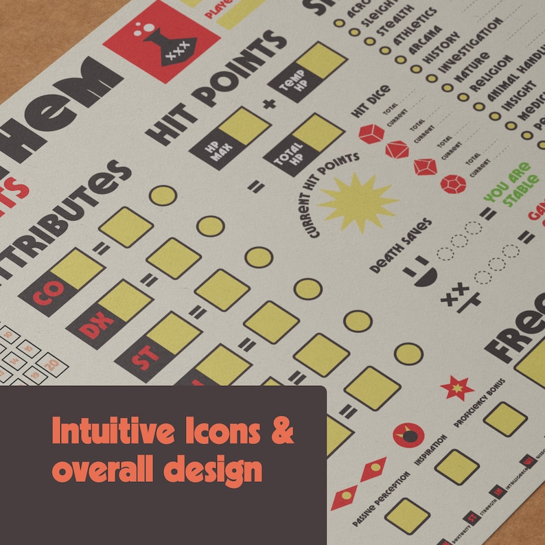 Dnd Evil Character Sheet Optimized Retro Design. Compatible With the ...