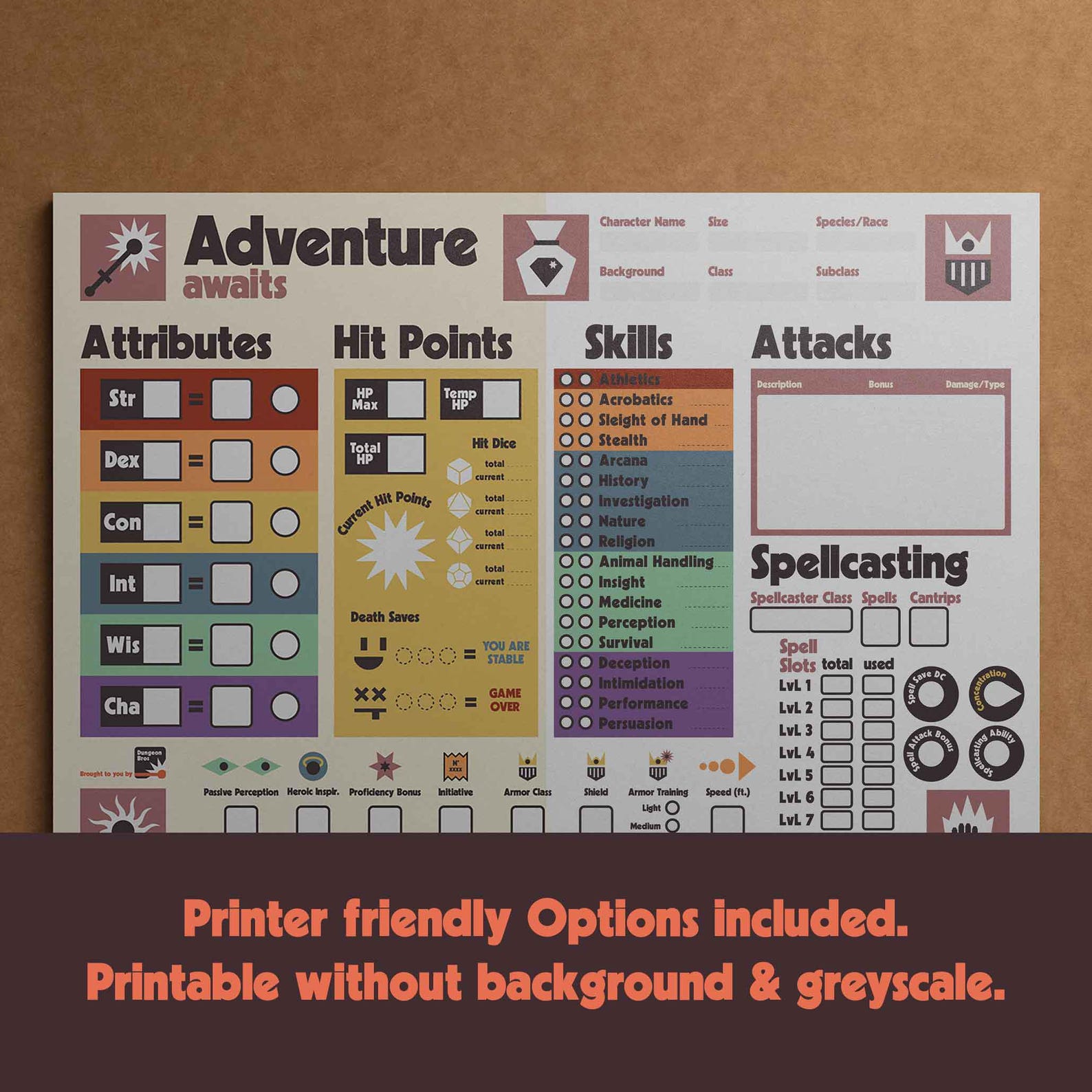 Dnd Kids and Beginner Character Sheet Bundle - Quests Await - Optimized ...