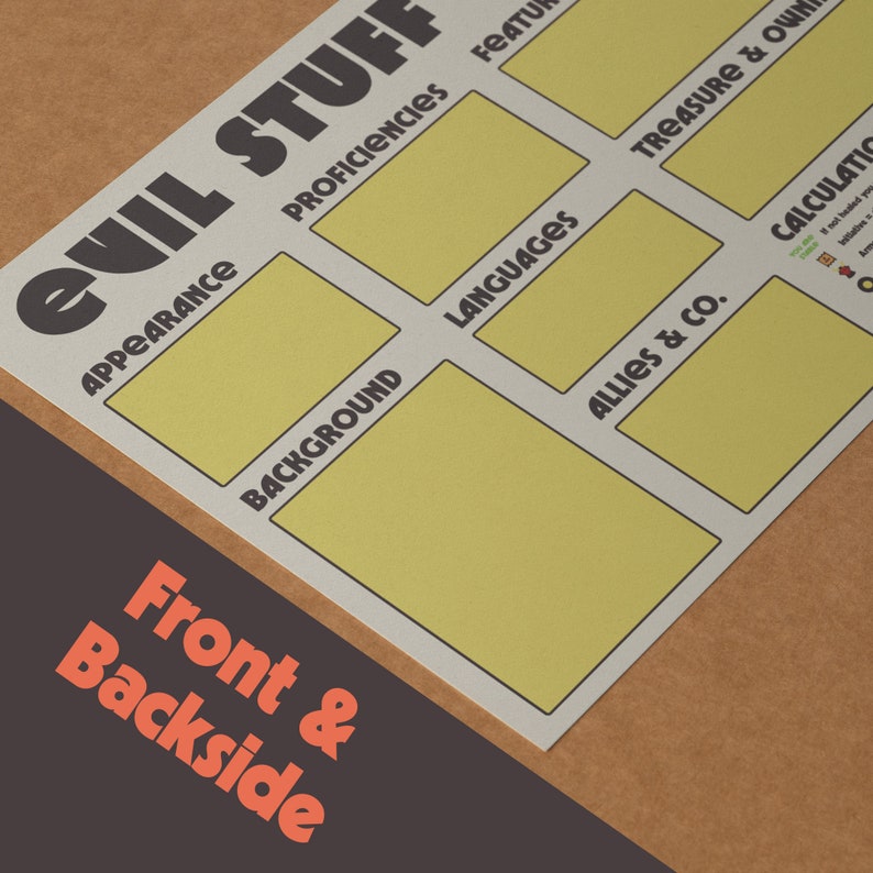 Dnd Evil Character Sheet Optimized Retro Design. Compatible With the ...