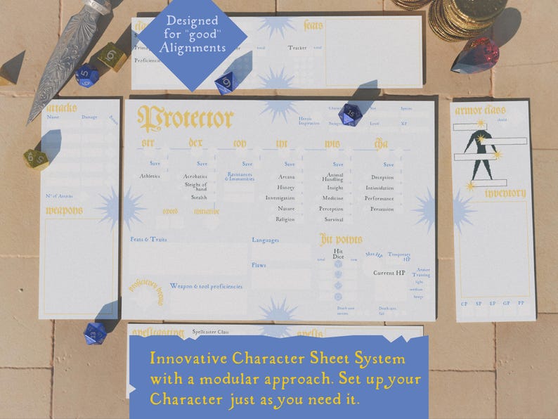 Dnd Character Sheet Bundle "protector" - Modular, Innovative, Beginner ...