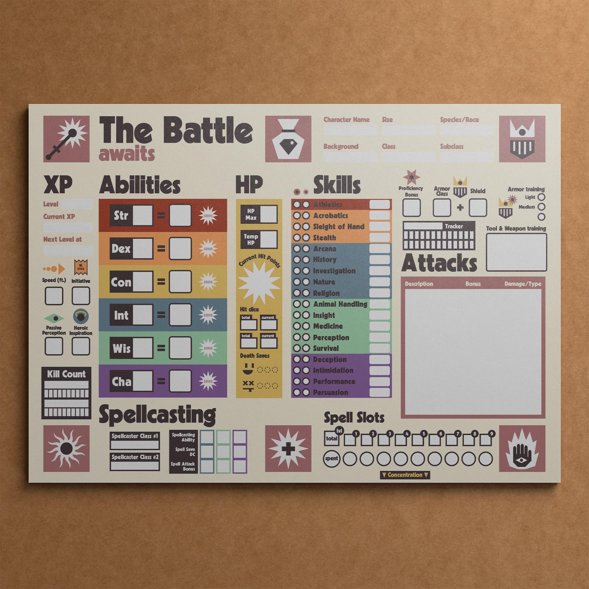 Dnd Character Sheet Combat Optimized Retro Design. Compatible With 2024 ...