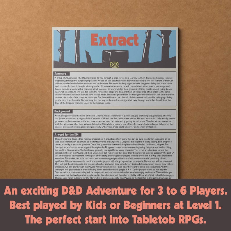 Dnd Kids and Beginner Adventure One Shot - the Chamber of Greed ...