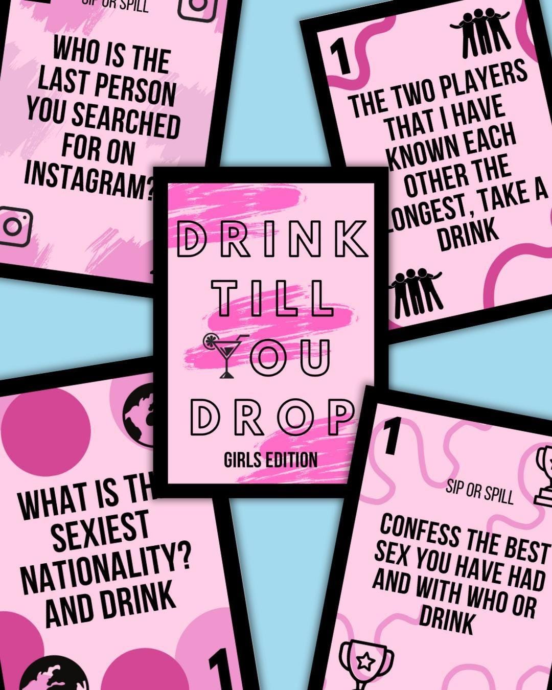 Drink Till You Drop - Girls Edition - Printable Download - Etsy