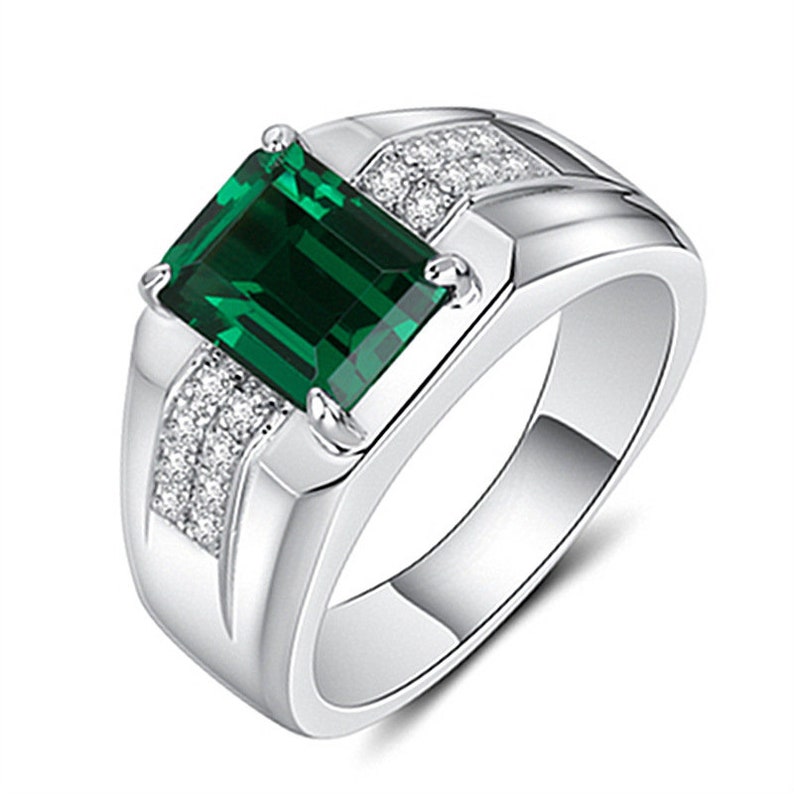 Men's Emerald Ring, Emerald Signet Ring, Men's Wedding Ring, Men Surprised Ring, Fathers Day ...