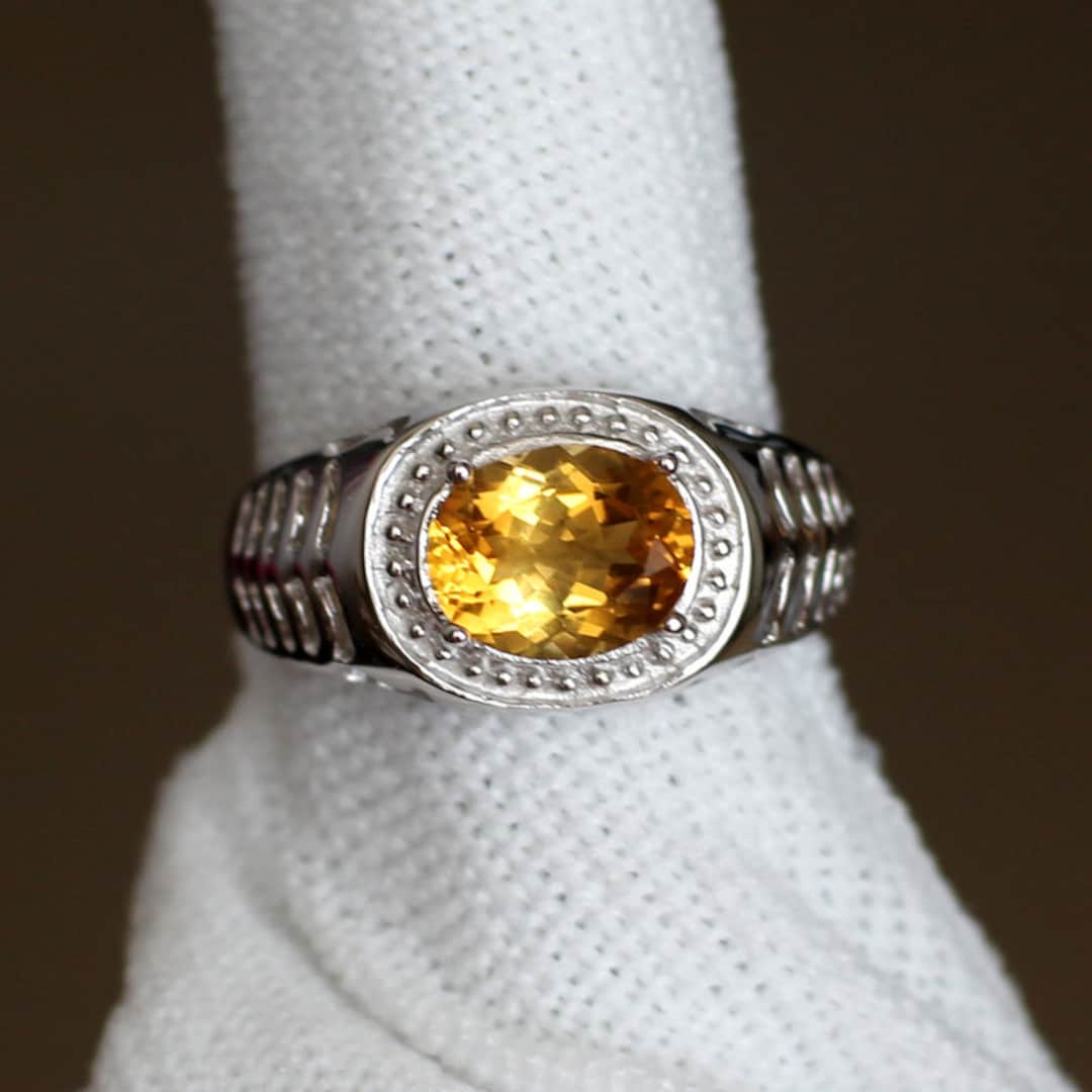 Natural Citrine Ring/ Citrine Ring Men/ 925 Sterling Siver Ring ...