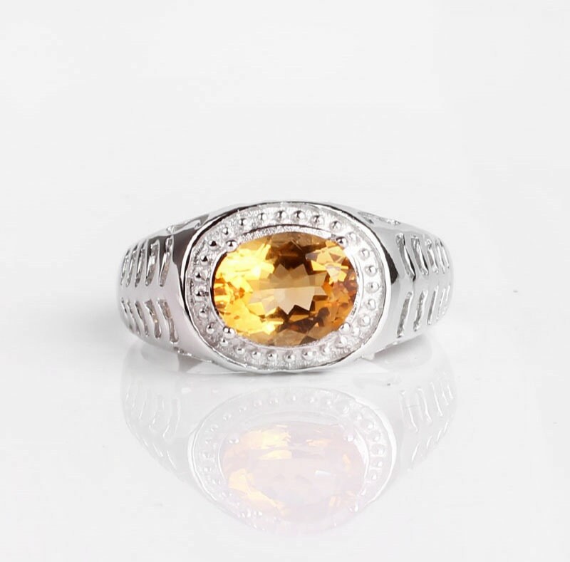 Natural Citrine Ring/ Citrine Ring Men/ 925 Sterling Siver Ring ...