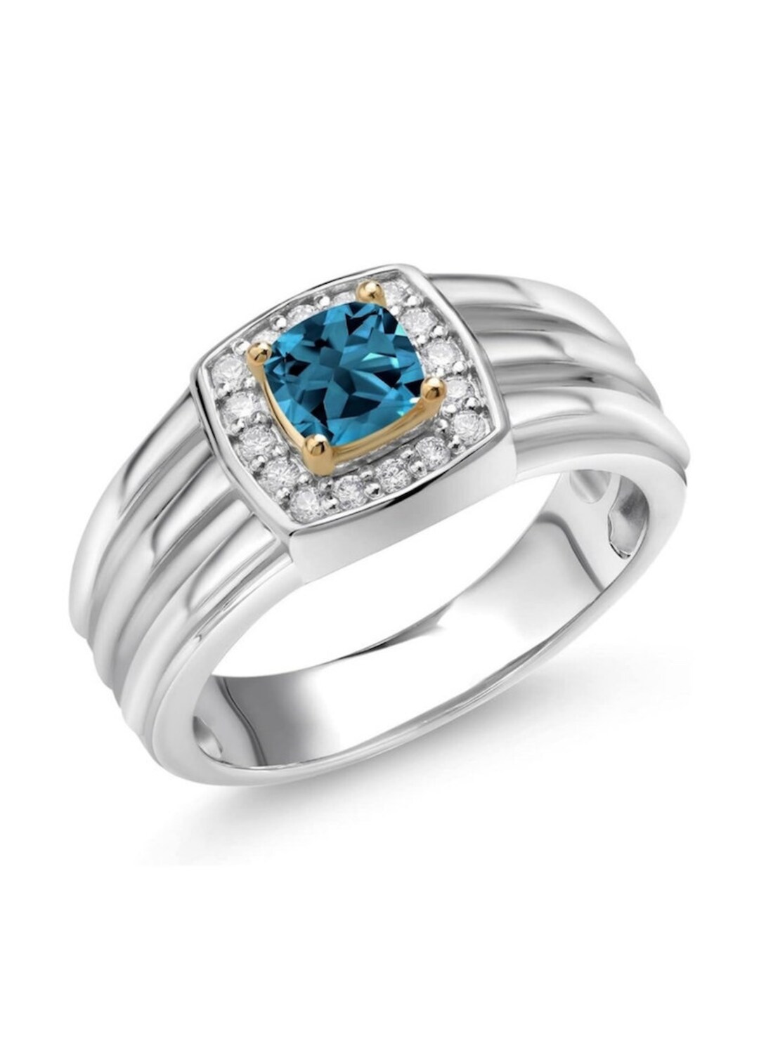 Natural London Blue Topaz Ring/ Men Ring/ 925 Sterling Siver Ring/ Blue ...