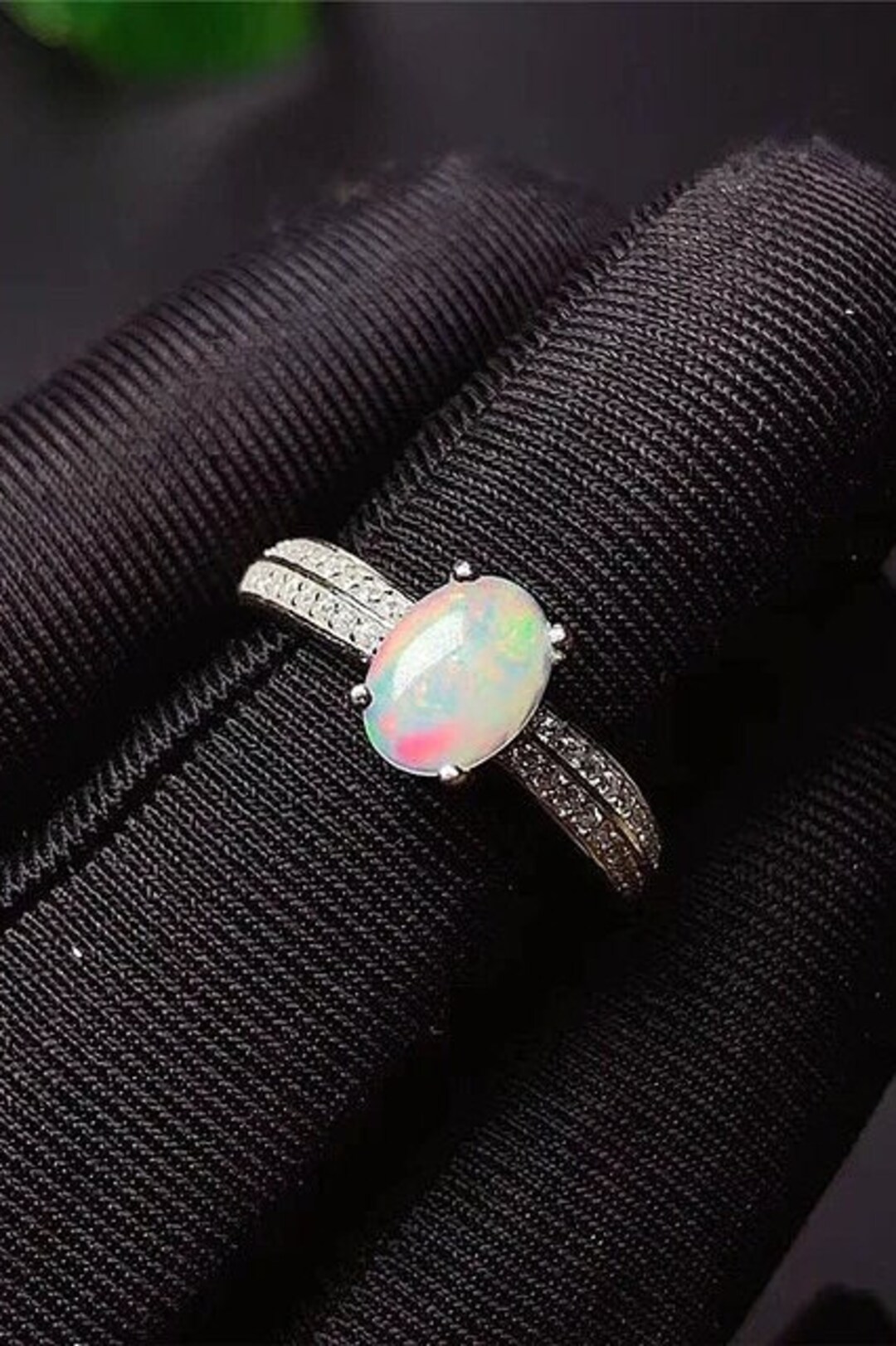 Natural Opal Ring | Oval Opal Ring | Solitaire Opal Cocktail Ring | 14K ...