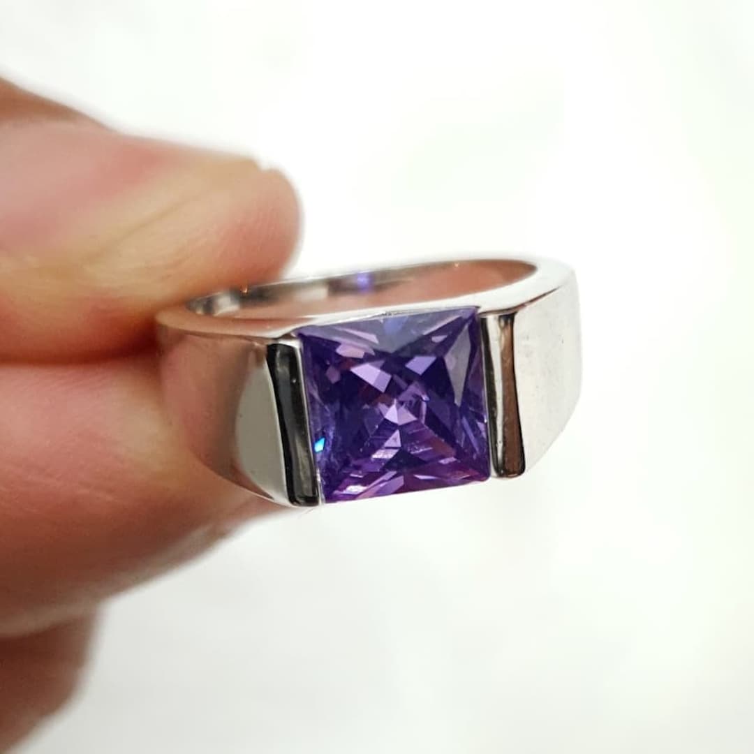 Natural Amethyst Ring, Men's Ring, 925 Sterling Silver Ring, , Wedding ...