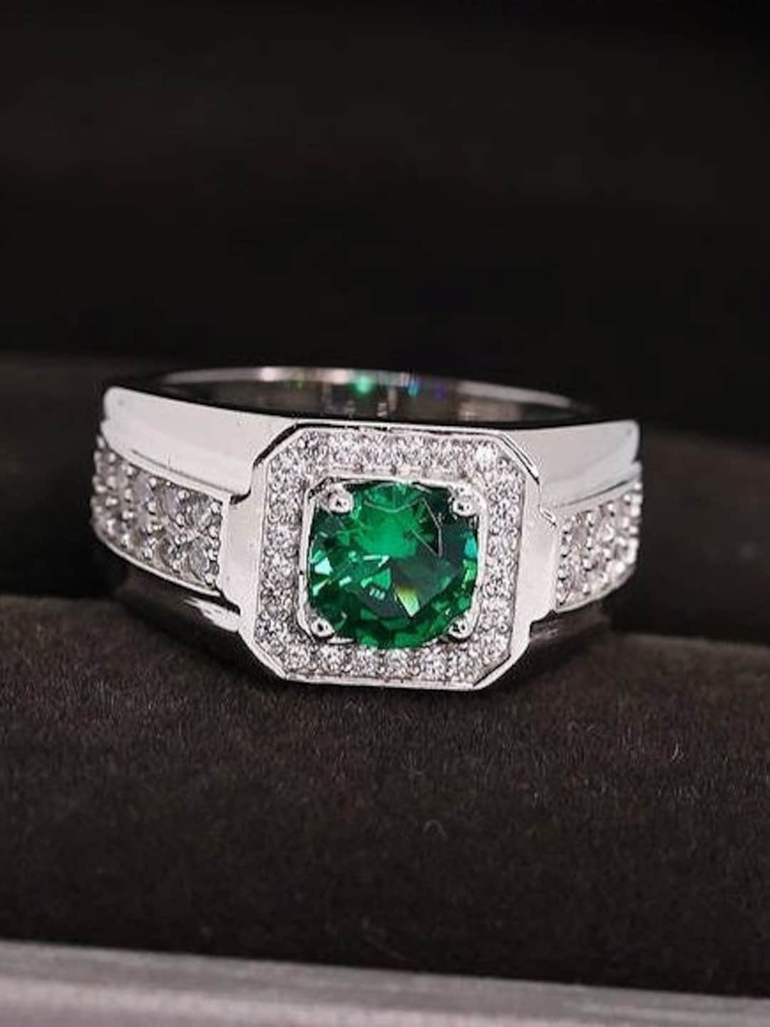 Emerald Ring for Men, 14k Solid Gold Emerald Signet Ring, Men's Wedding Ring, Men Surprised Ring ...