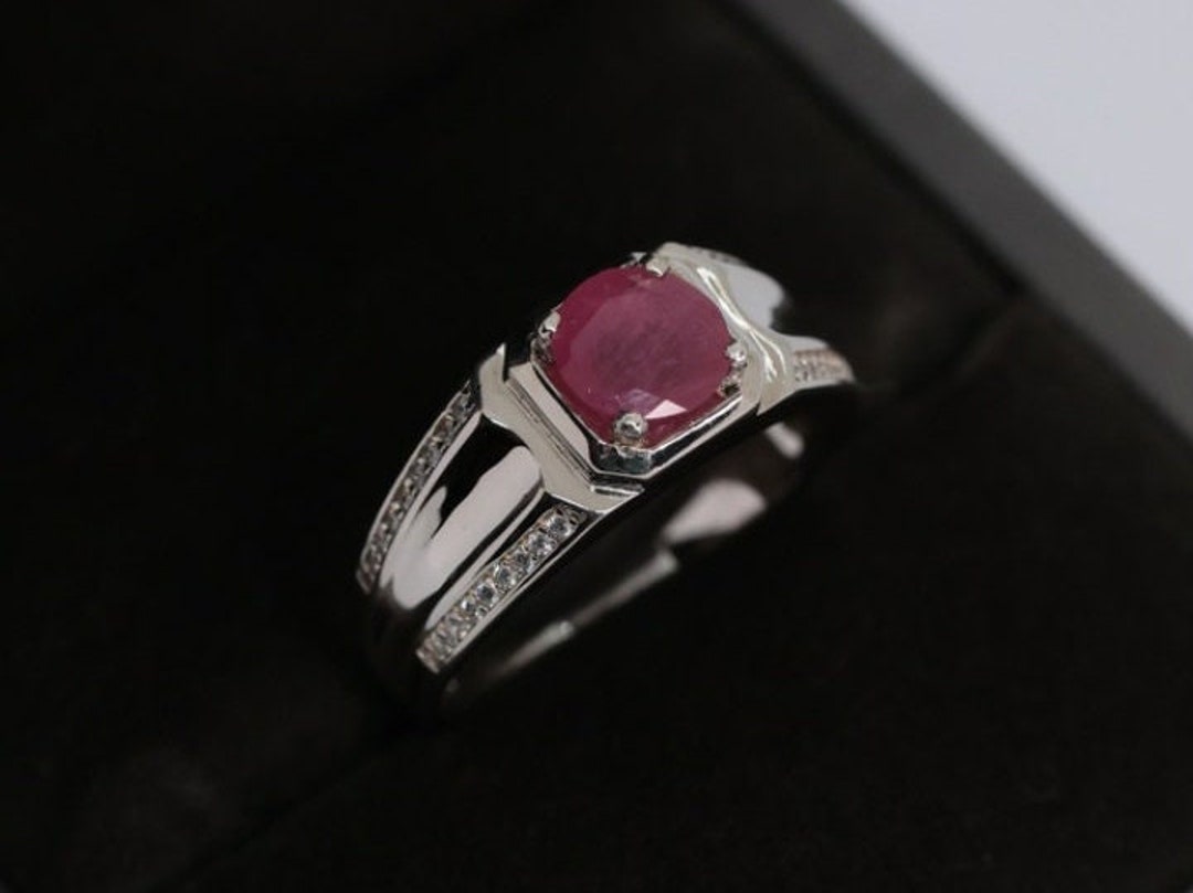 Natural Ruby Ring for Men in 925 Sterling Silver and 14k Solid Gold Ring, Mens Ring, Statement ...