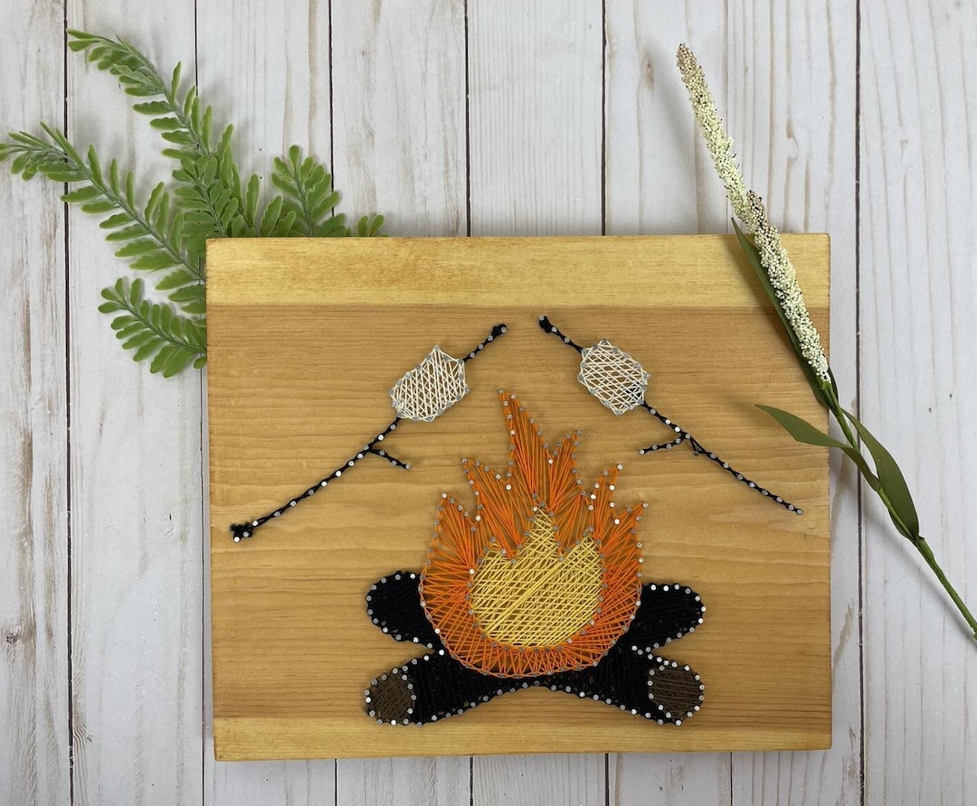 Campfire String Art; Roasting Marshmallows; Wall Art - Etsy