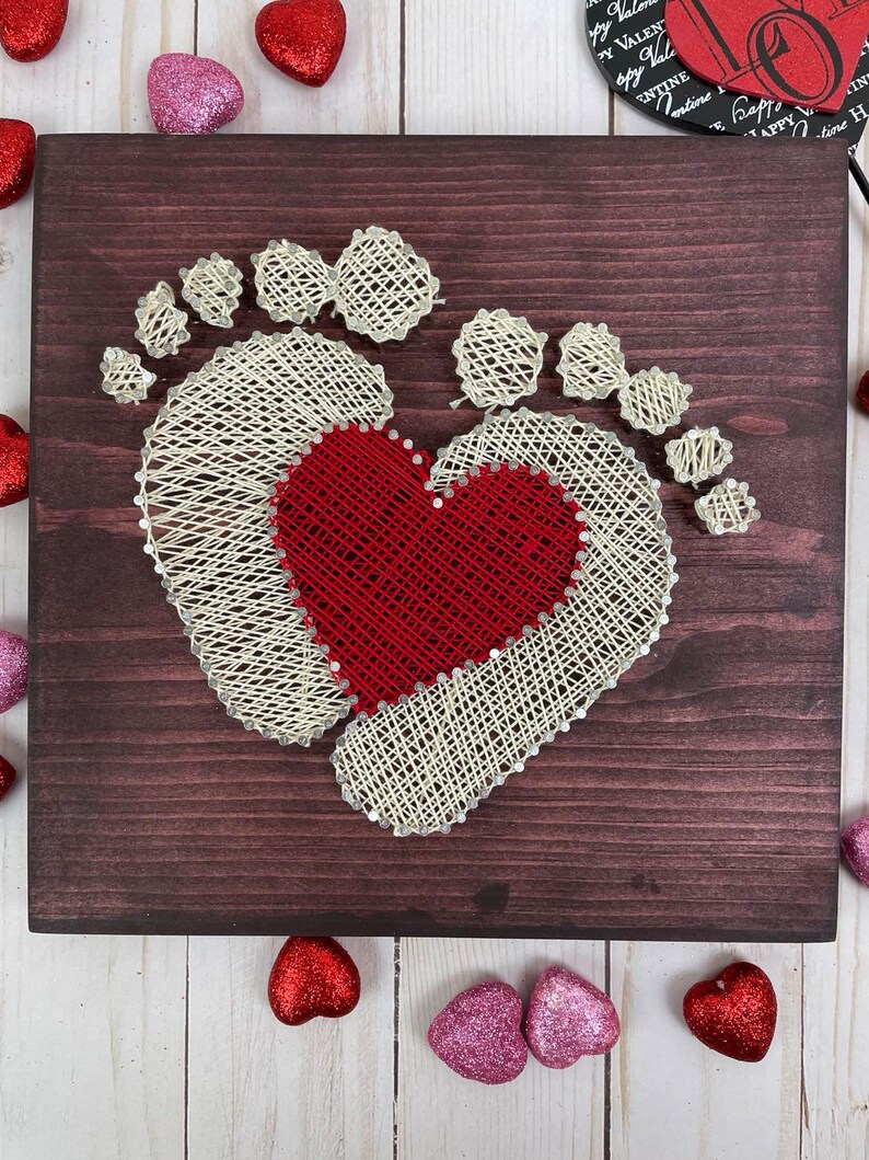 Footprints With Heart; String Art Wall Hanging - Etsy
