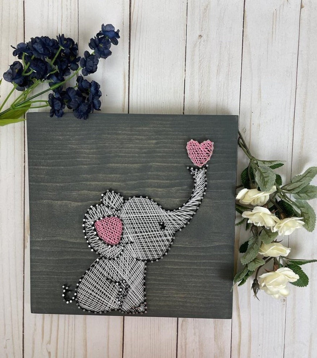Elephant String Art Baby Girl Gift Elephant Wall Hanging - Etsy
