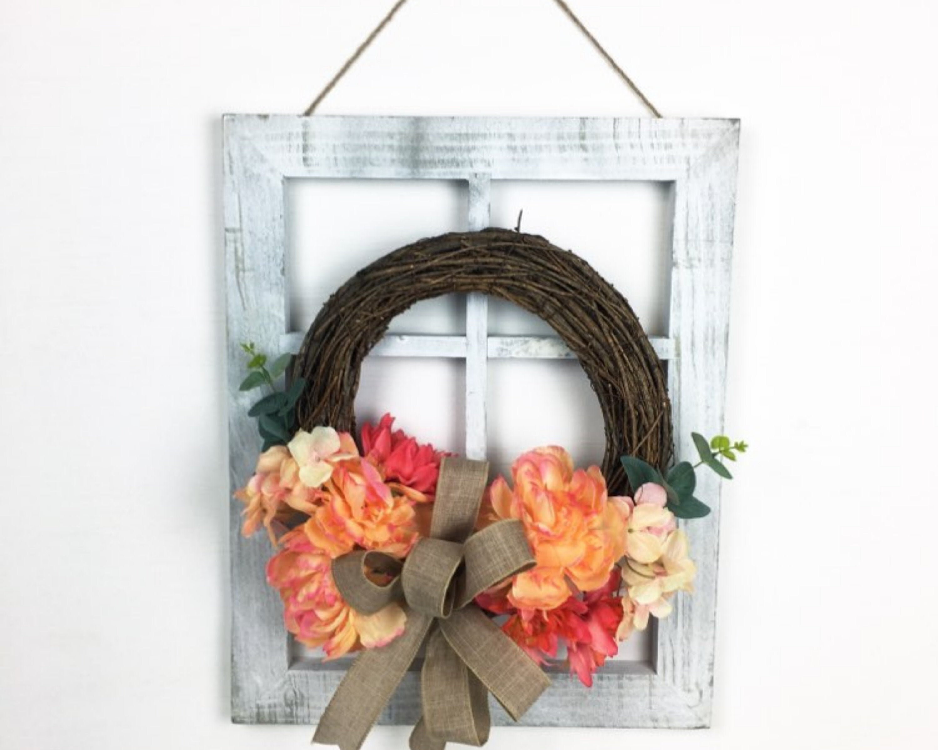 Farmhouse Window Pane Wreath Everyday Wreath Twig Wreath | Etsy